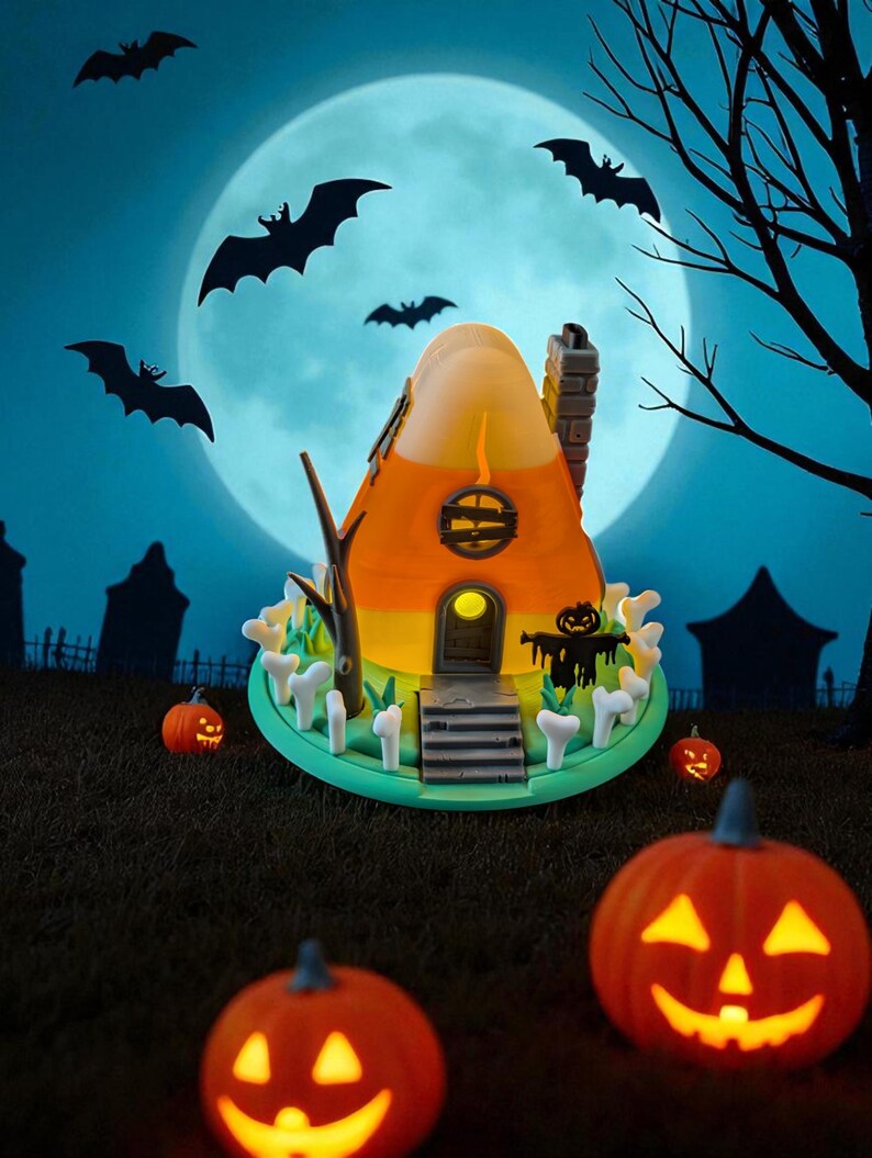 3D Printed Candy Corn Lighted Halloween Decoration | LED Tea Light ...