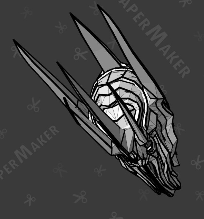 Advanced Papercraft Sauron Helmet Life Size DIY, Papercraft, 3D ...