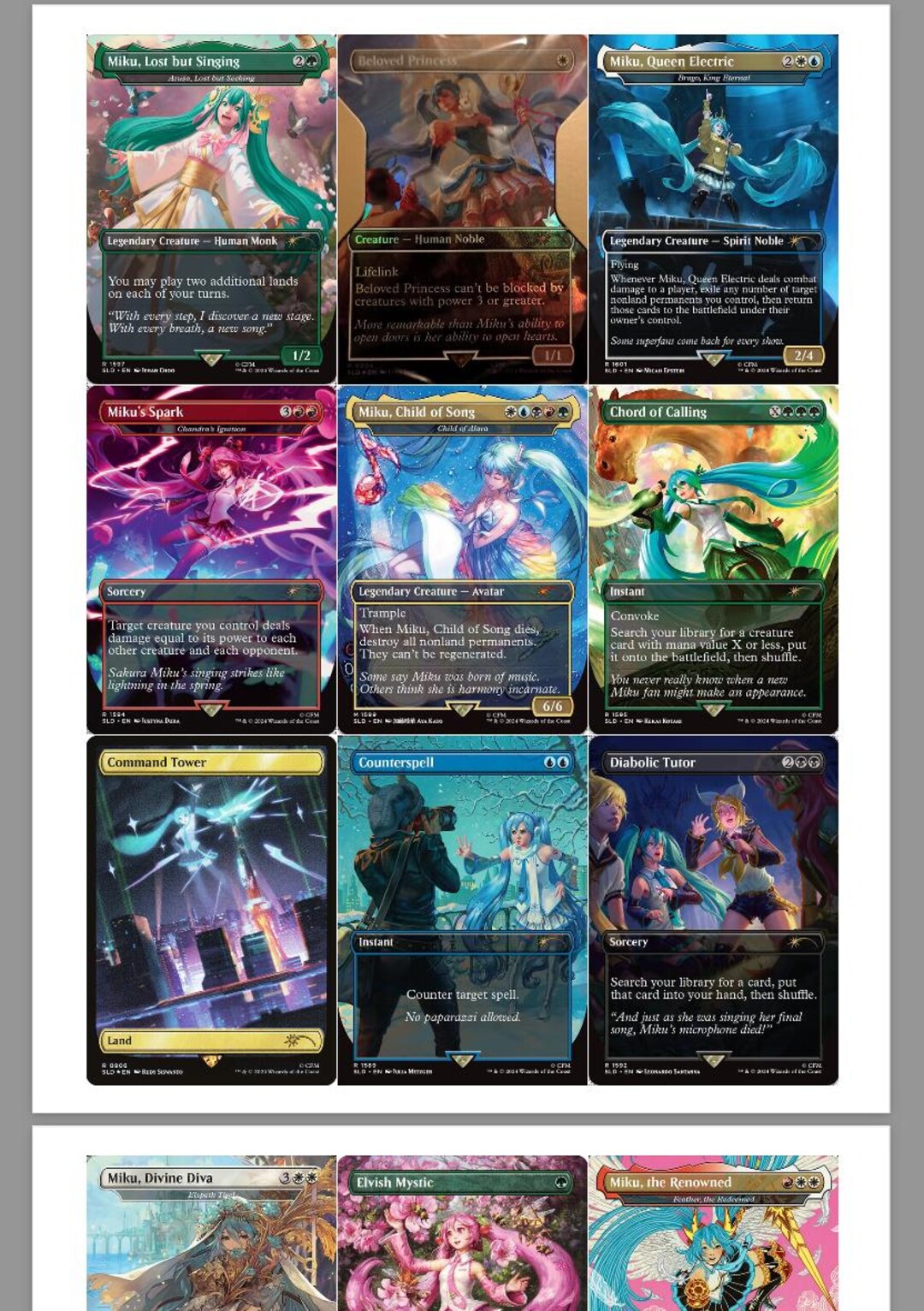 Hatsune Miku MTG PRINTABLE Proxy Bundle – 24 Card Collection Printable ...