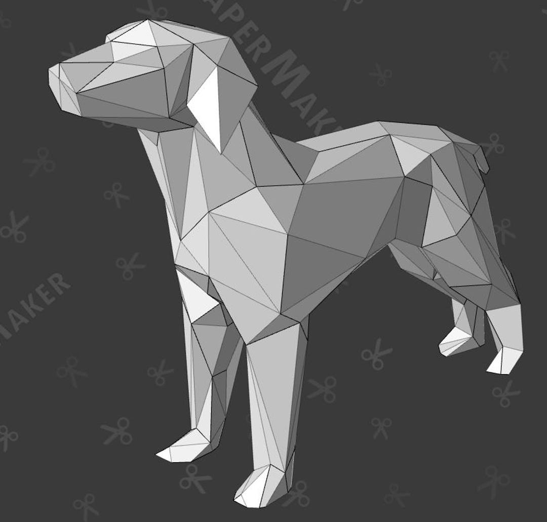 Papercraft Dog Sculpture (DIY, Papercraft, 3D, PRINTABLE, Dog, Home ...