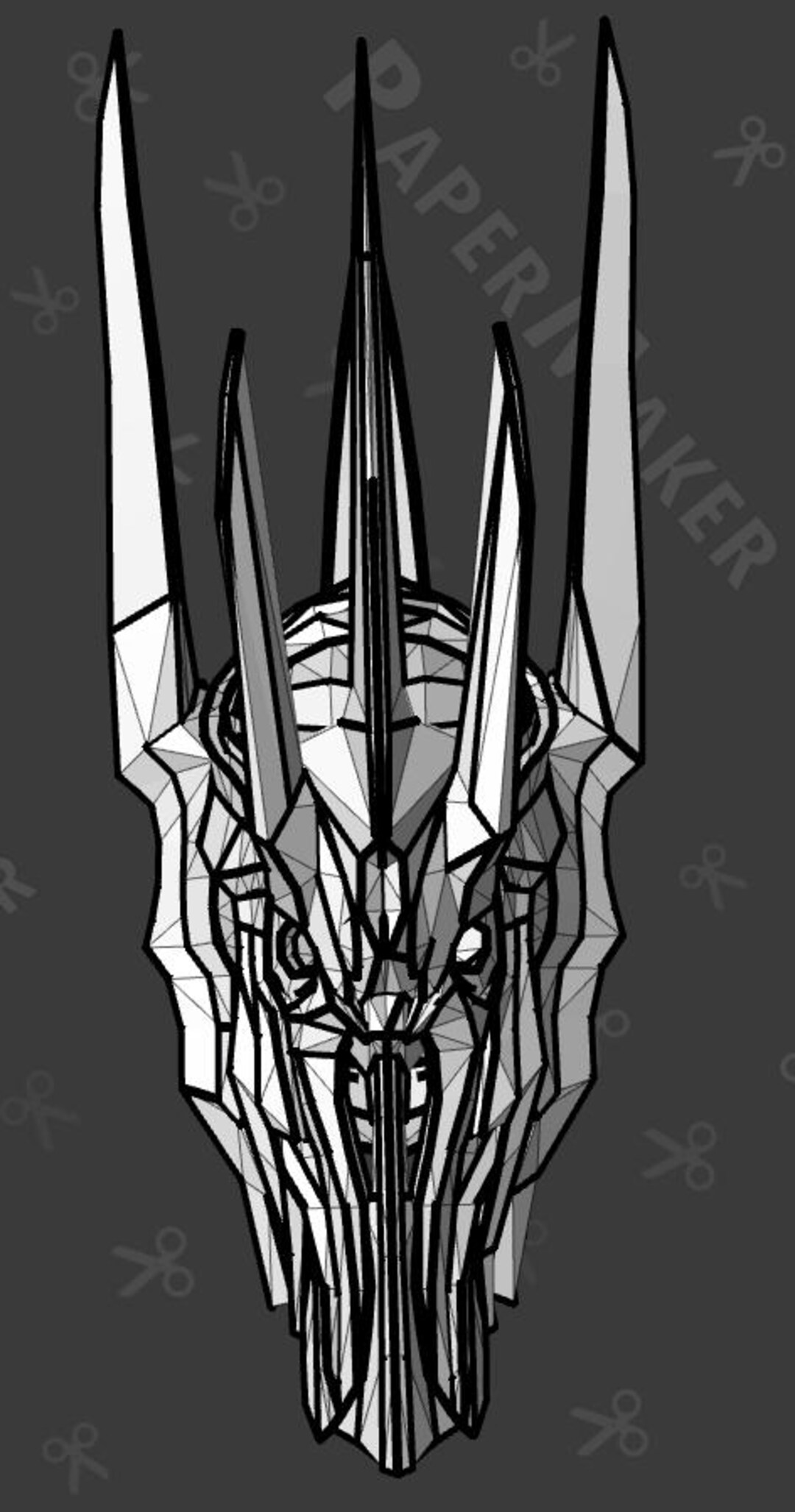 Advanced Papercraft Sauron Helmet Life Size DIY, Papercraft, 3D ...