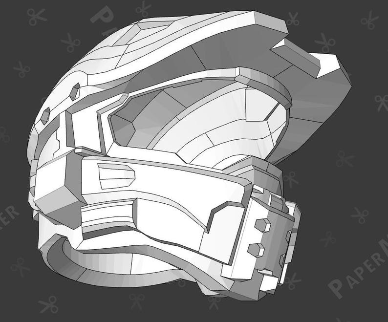 Halo Helmet Papercraft Template advanced, DIY, Printable, 3D, Cosplay, Sci-fi, Armor, Helmet ...