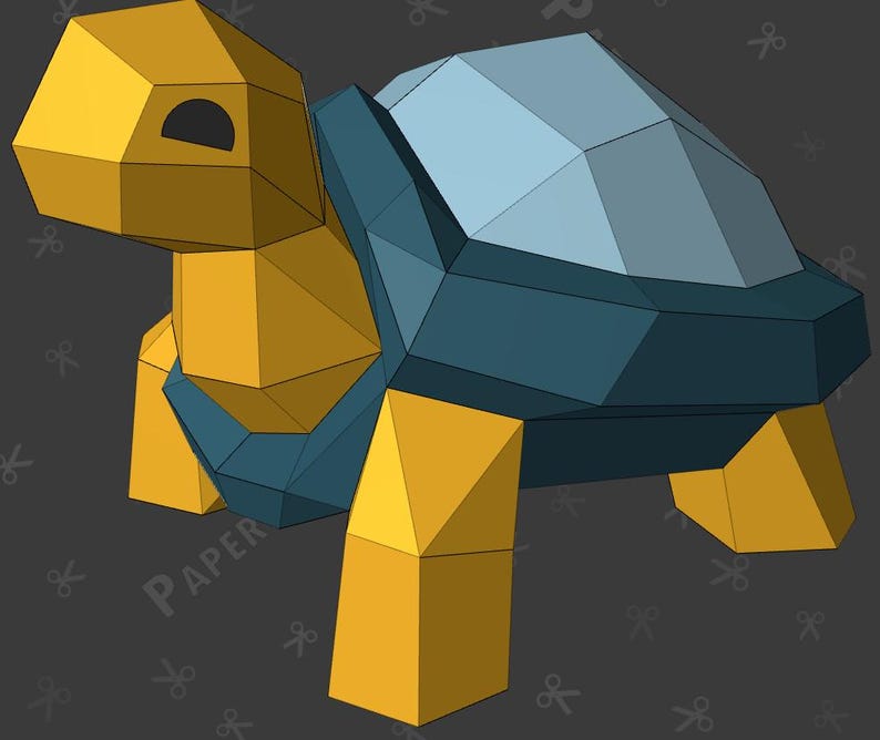 Adorable Turtle Papercraft Template (DIY, PRINTABLE, 3D, Foldable, Cute ...