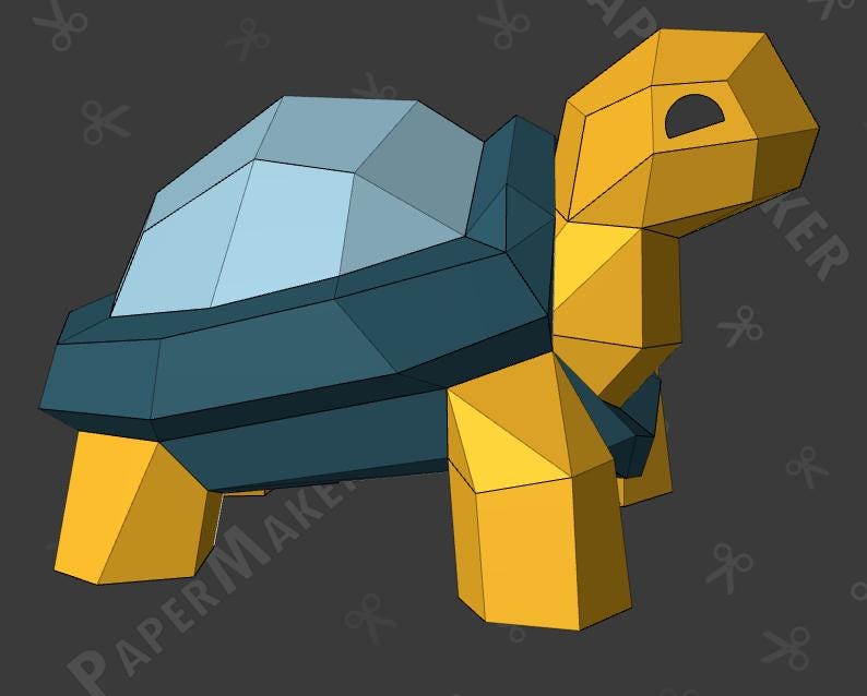 Adorable Turtle Papercraft Template (DIY, PRINTABLE, 3D, Foldable, Cute ...
