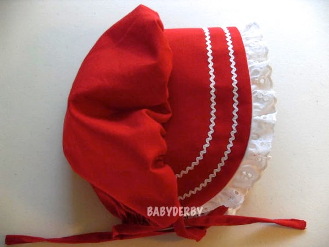 Red Bonnet Sunhat Sunbonnet Cotton W/eyelet Lace Sizes NB - Etsy