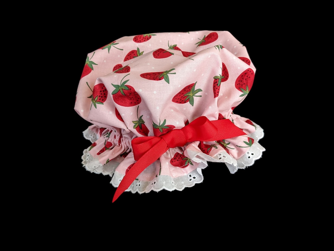 Newborn - Adult Strawberry Muffin Top Bonnet/ Bath Cap - LARGE ...