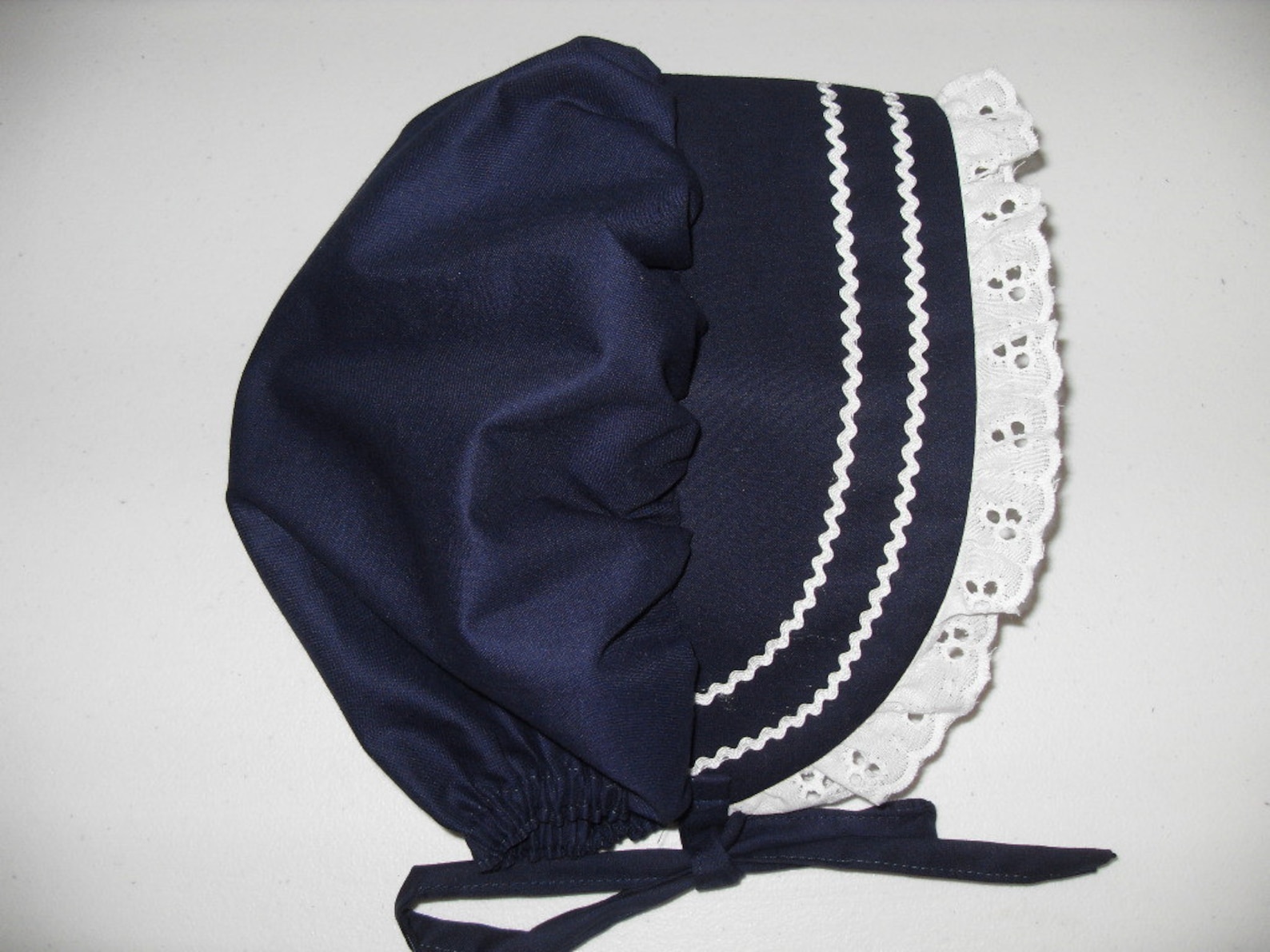 Navy Blue Bonnet Sunhat Sunbonnet W/eyelet Lace Sizes NB - Etsy