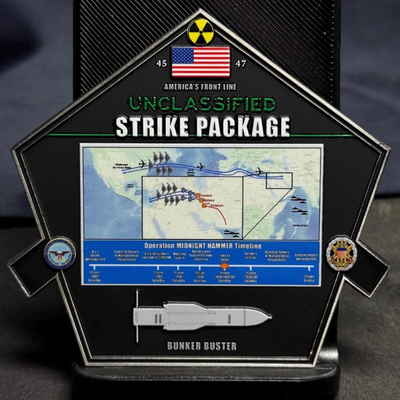 Operation Midnight Hammer Challenge Coin Honoring Pete Hegseth B-52 ...