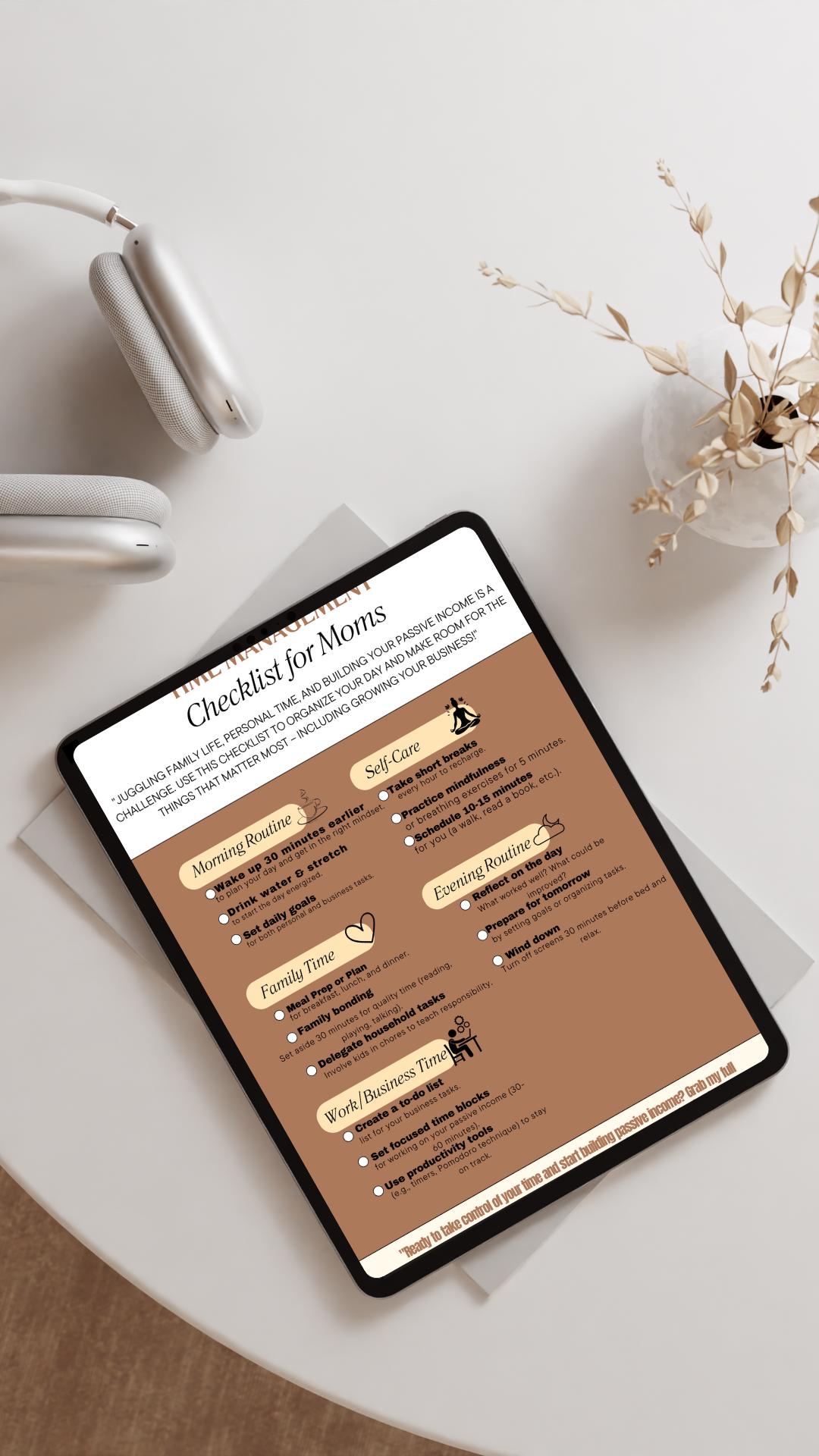 Mom Time Management Checklist | Printable Daily Organizer for Busy Moms ...