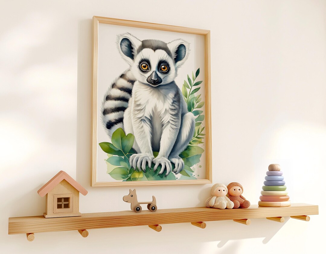 Cute Lemur Poster, Safari Animal Prints, Cute Animal Poster, Nursery ...