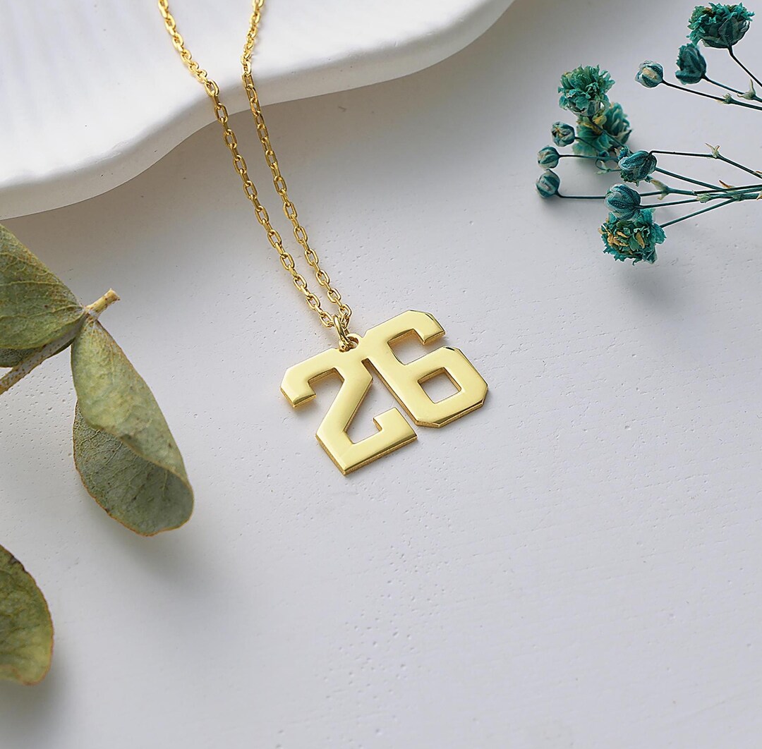 14K Gold Sport Number Necklace , Baseball Player Number Necklace ...