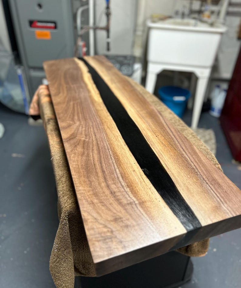 Black Walnut Epoxy River Bench - Etsy