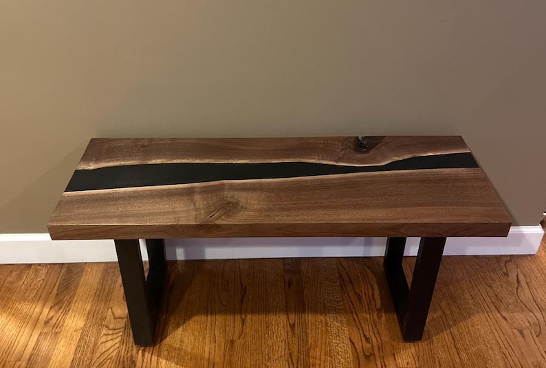 Black Walnut Epoxy River Bench - Etsy