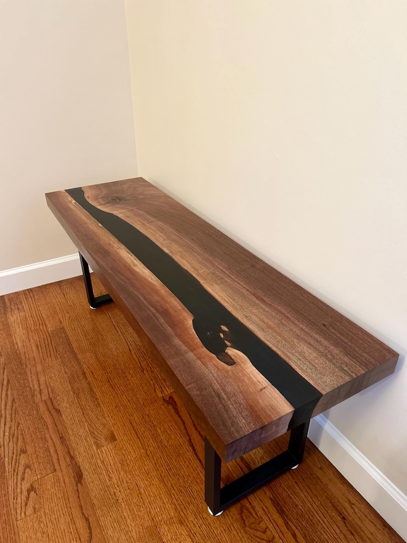 Black Walnut Epoxy River Bench - Etsy