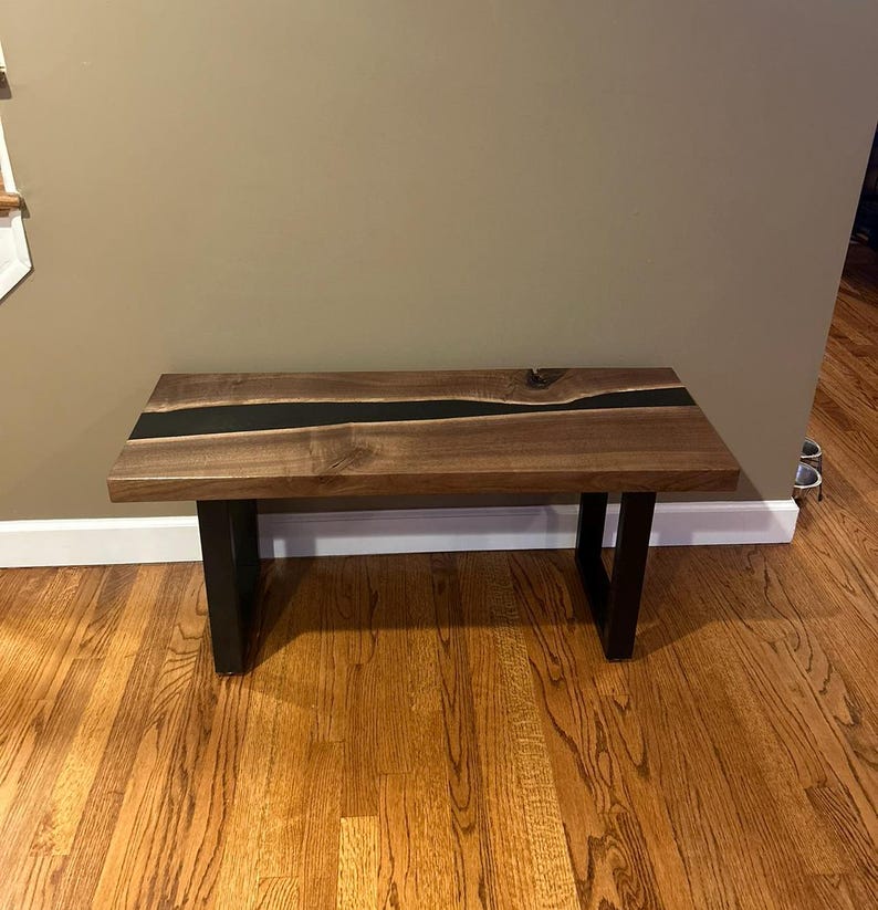 Black Walnut Epoxy River Bench - Etsy