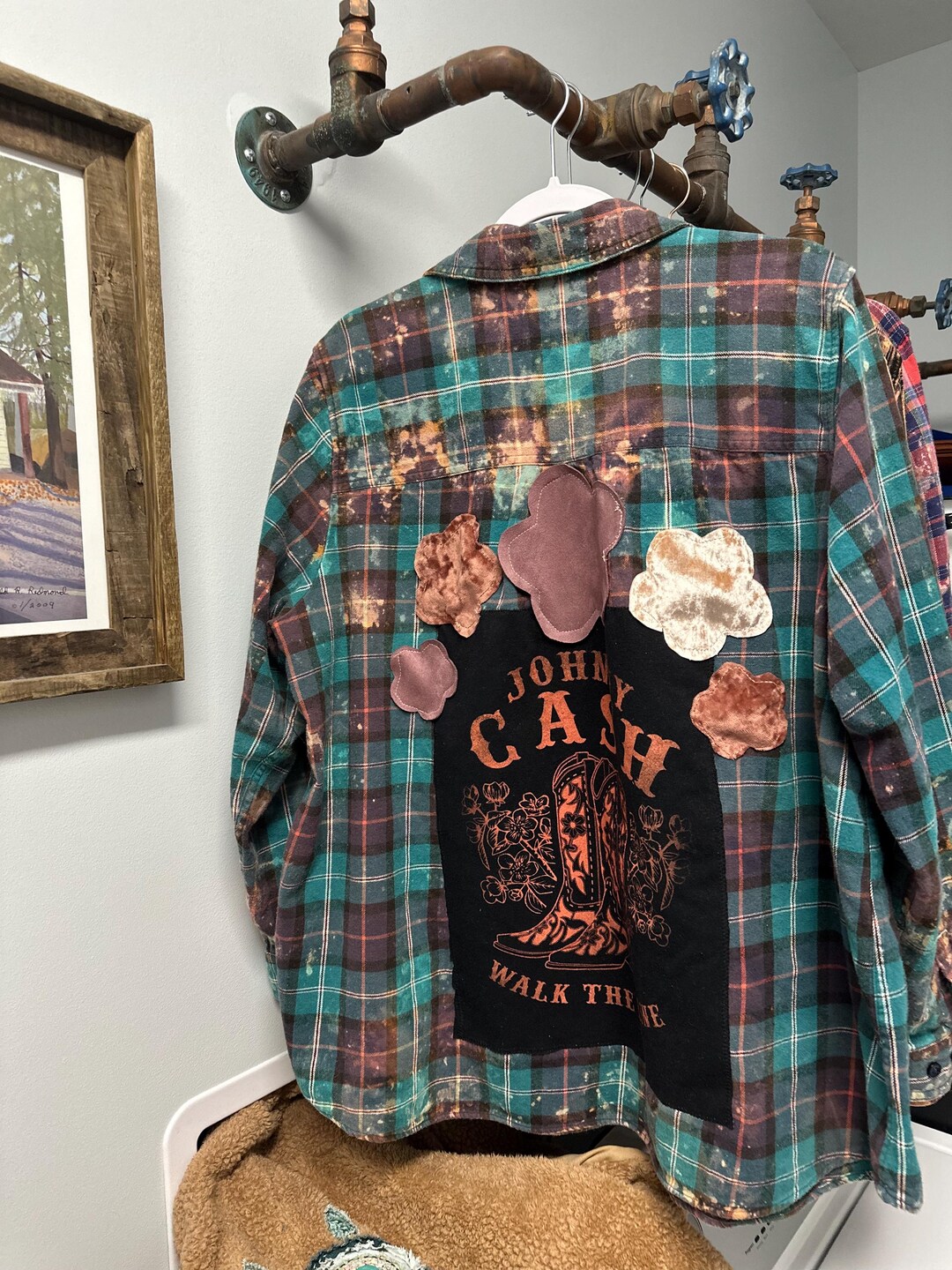 Upcycled Flannel Johnny Cash Shirt ONE OF A KIND Textile Art - Etsy