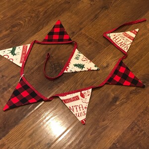 Christmas Bunting in Buffalo Plaid Print and Vintage Santa Print - Etsy