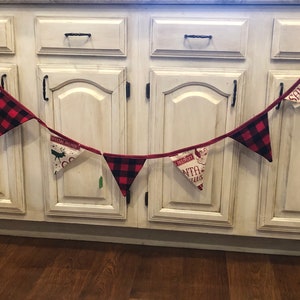 Christmas Bunting in Buffalo Plaid Print and Vintage Santa Print - Etsy