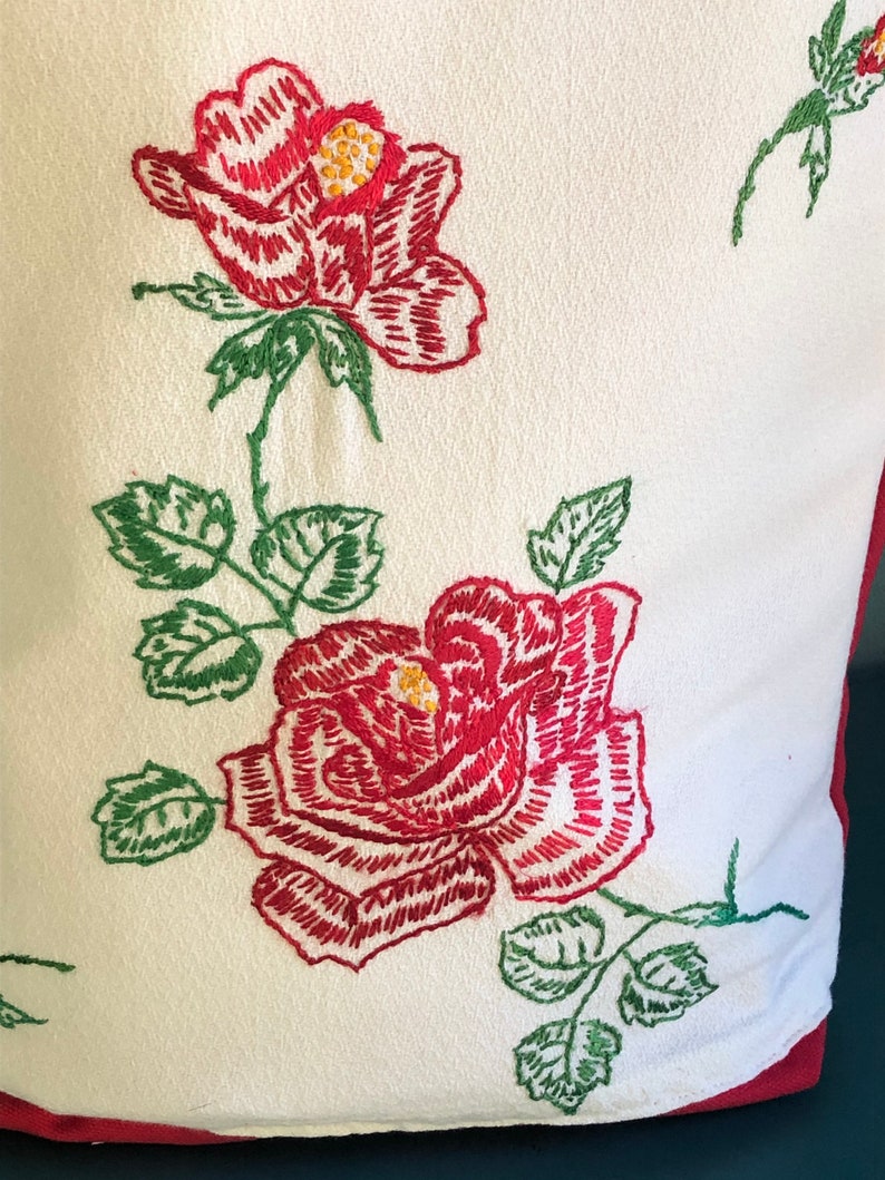 Decorative Storage or to Go Bag With A Vintage Embroidered Front Pocket ...