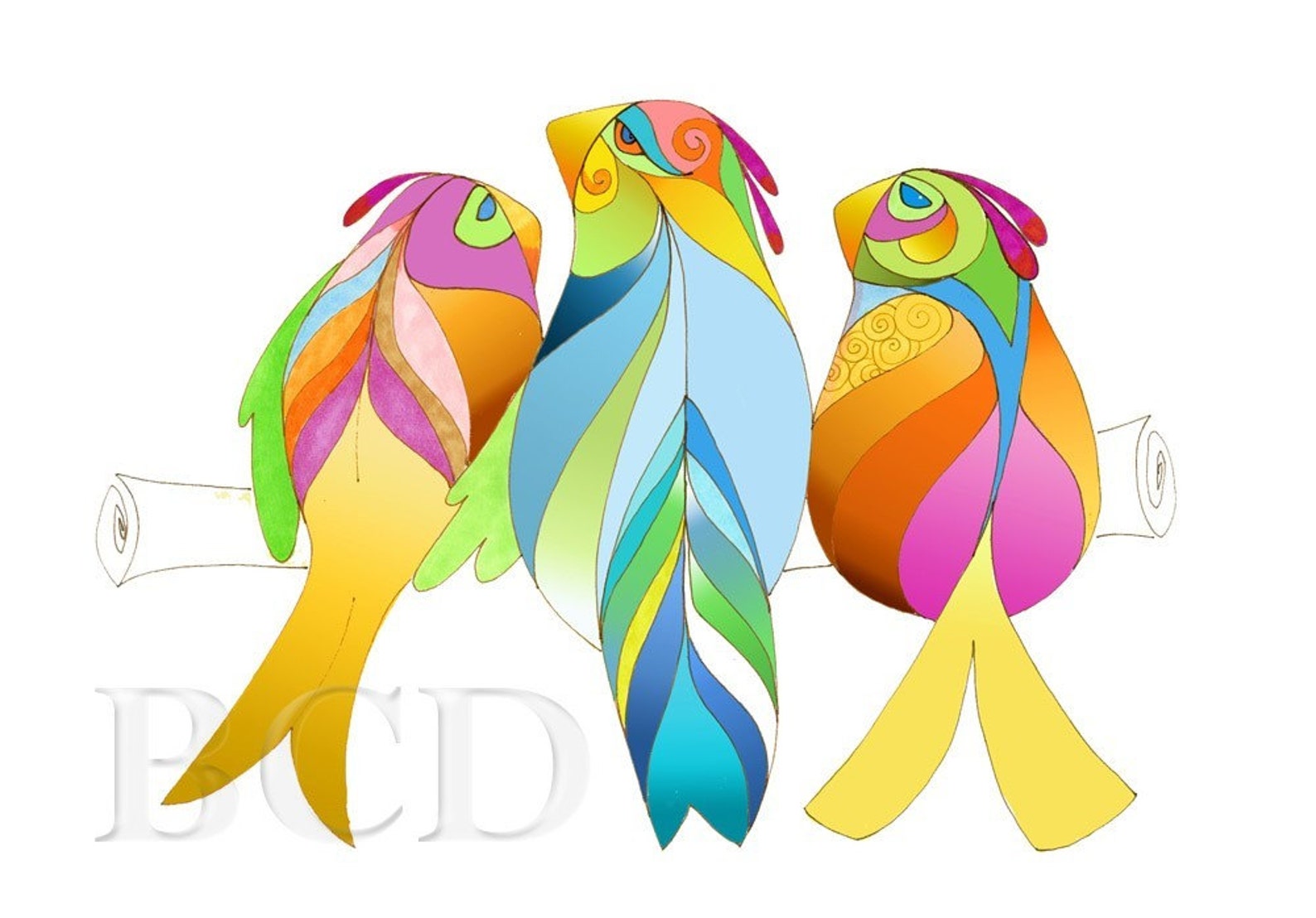 Three Birds Print - Etsy