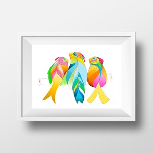 Three Birds Print - Etsy