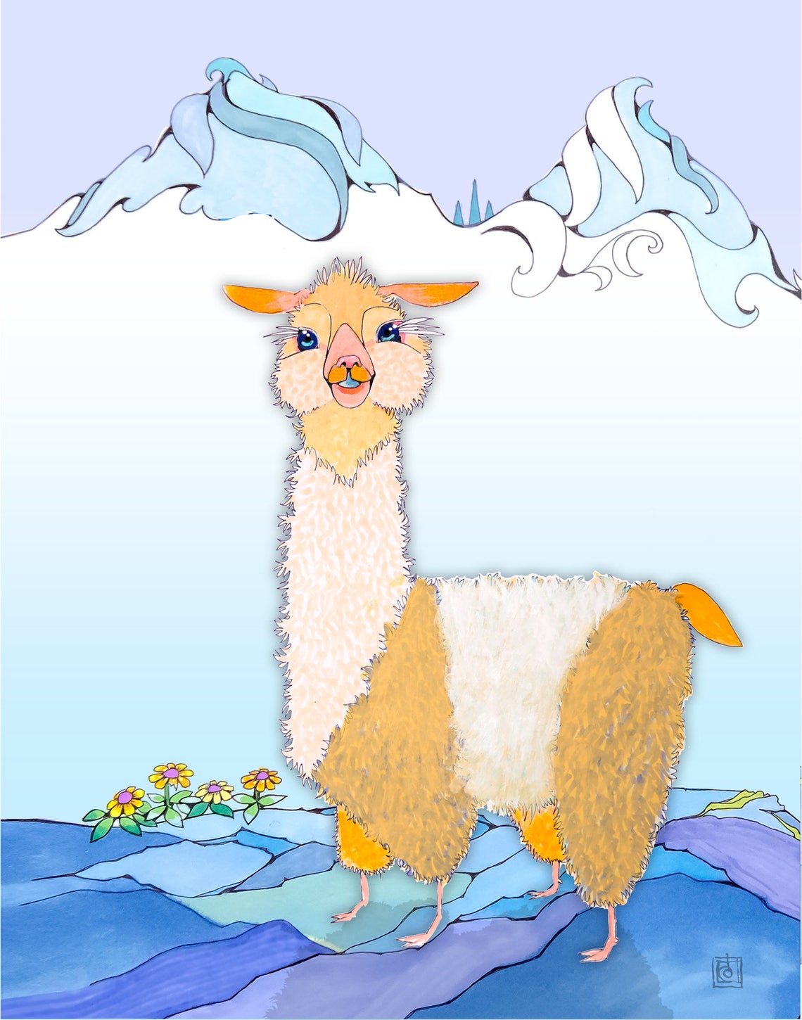 Cutie Pie the Alpaca Drawing in the Moutains - Etsy