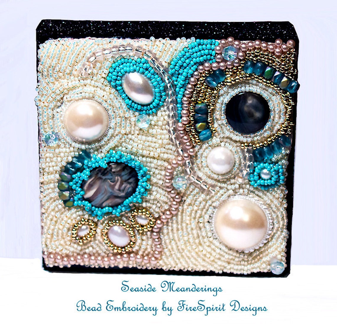 Seaside Meanderings- Abstract Bead Embroidery- Handmade Bead Art ...