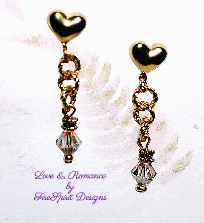 Love & Romance- OOAK Earrings, Swarovski Crystal Earrings, Heart ...