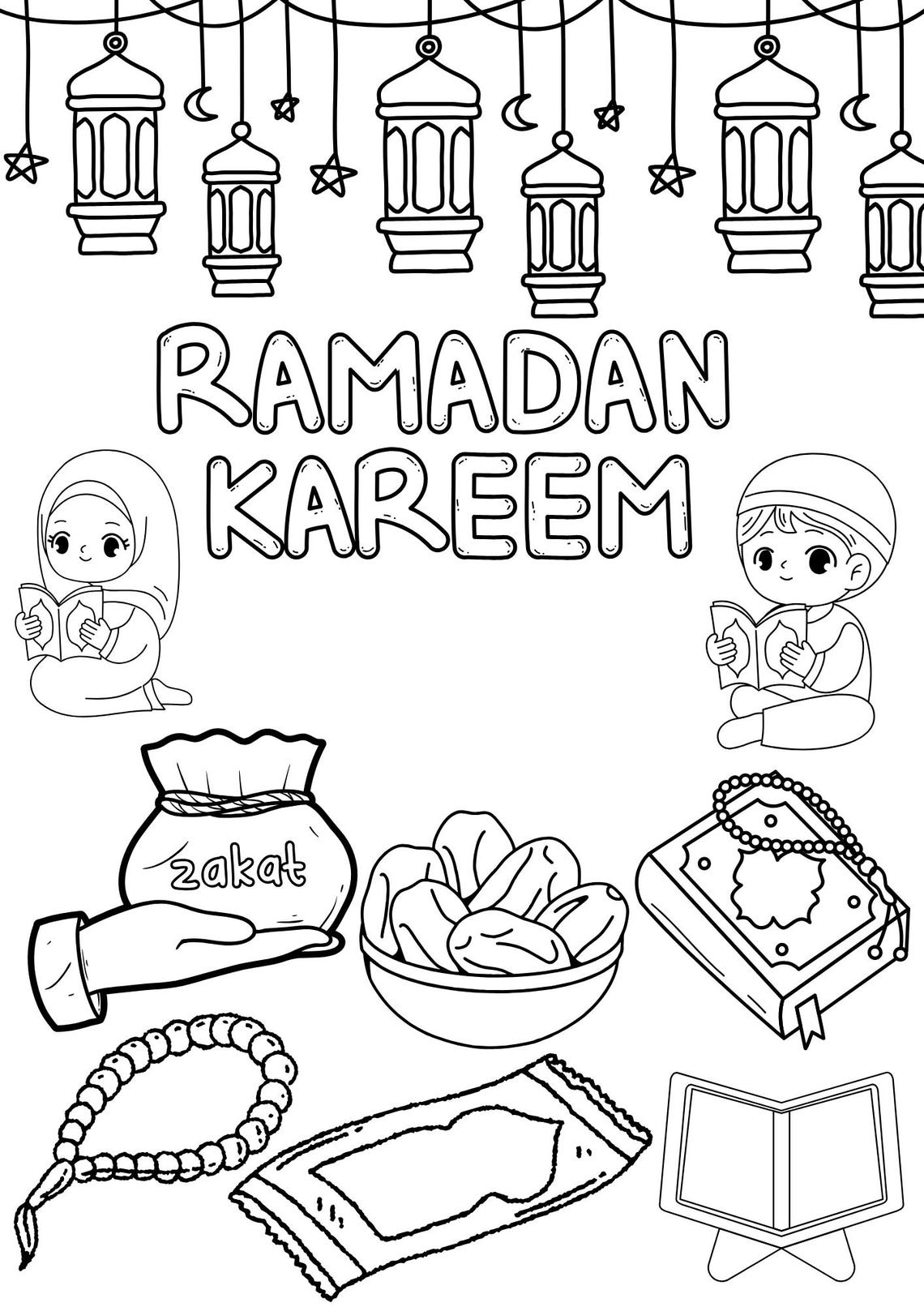 Ramadan Colouring Pages for Children, Ramadan Activity, Colouring ...