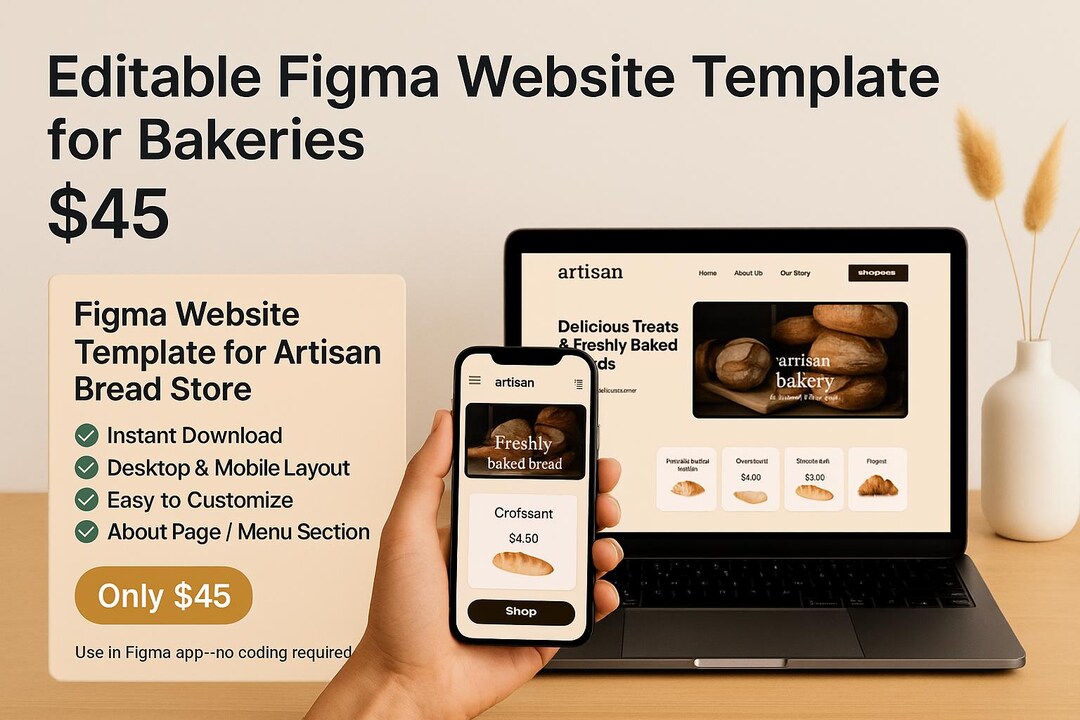 Bakery Website Template – Modern Figma UI Design for Artisan Bread Store - Etsy