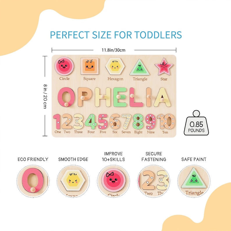 Personalized Name Puzzle, Kids Early Learning Wooden Name Puzzle ...