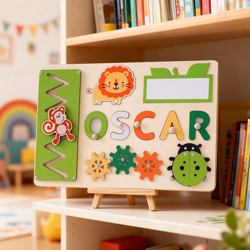 Custom Baby Name Puzzle, Personalized Kids Busy Board, Wood Baby Room ...