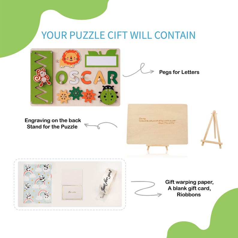 Custom Name Puzzle, Kids Busy Board, Early Learning Puzzle, Wood Baby ...