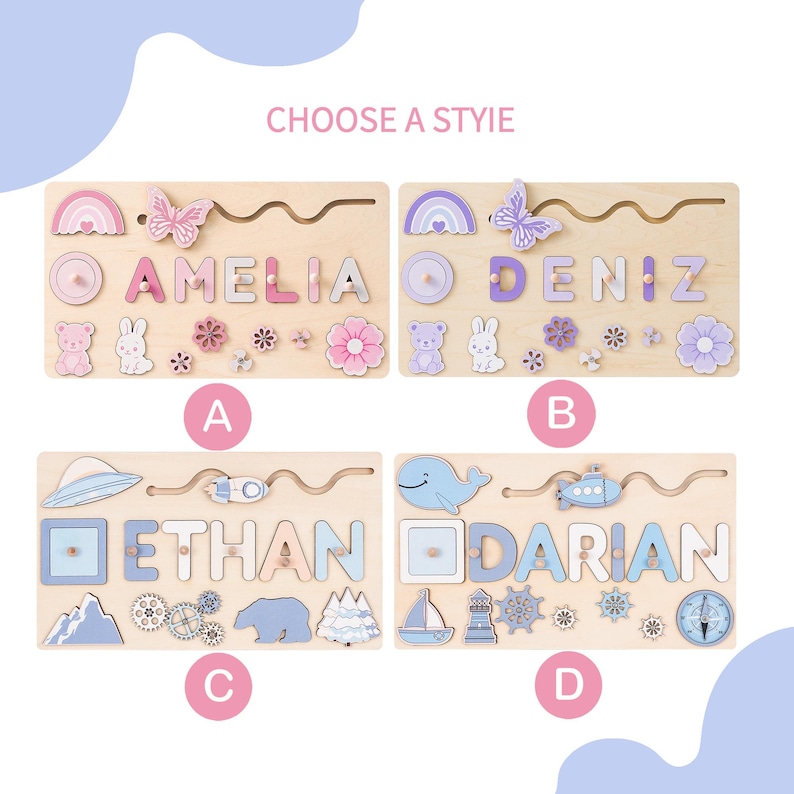 Custom Baby Girl Name Puzzle, Wooden Montessori Toys, Christmas Gifts ...