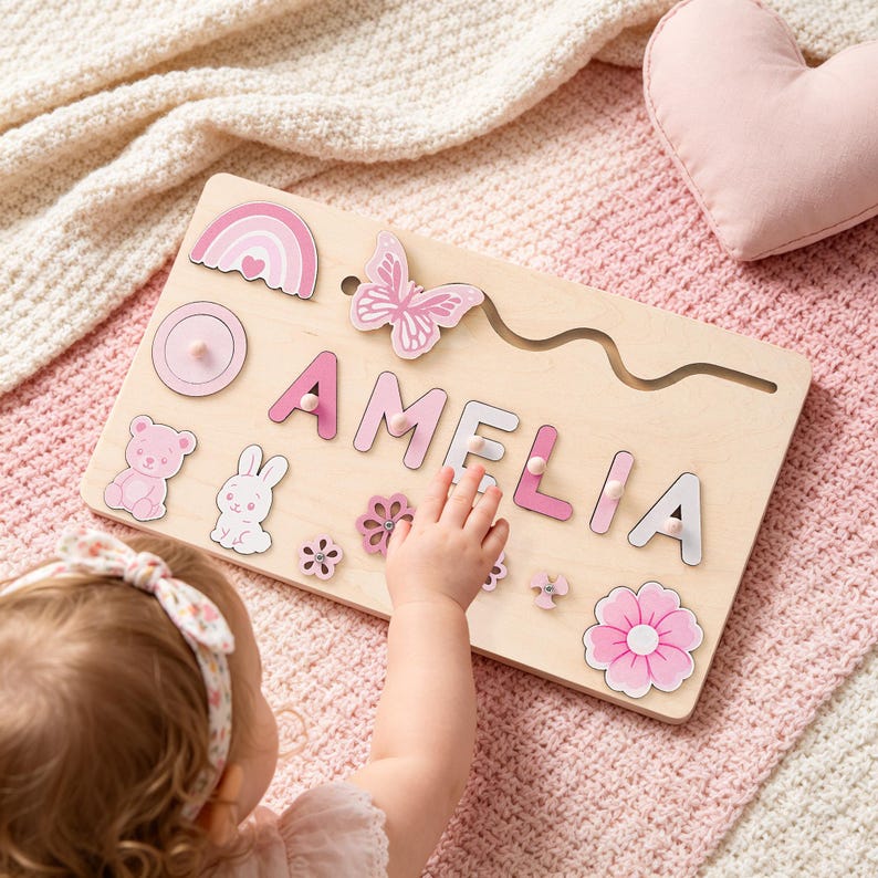 Custom Baby Girl Name Puzzle, Wooden Montessori Toys, Christmas Gifts ...