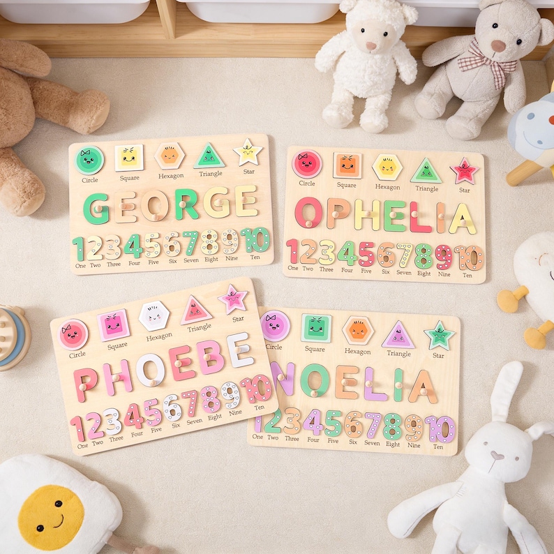 Personalized Name Puzzle, Kids Early Learning Wooden Name Puzzle ...
