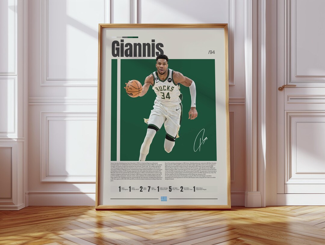 Giannis Antetokounmpo Poster, Milwaukee Bucks Poster, NBA Poster ...
