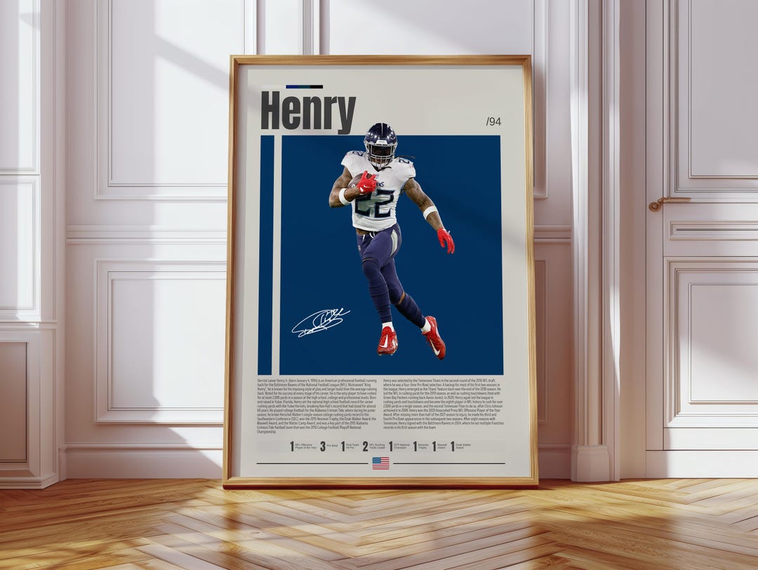 Derrick Henry Poster, Tennessee Titans Poster, NFL Poster, Sports ...