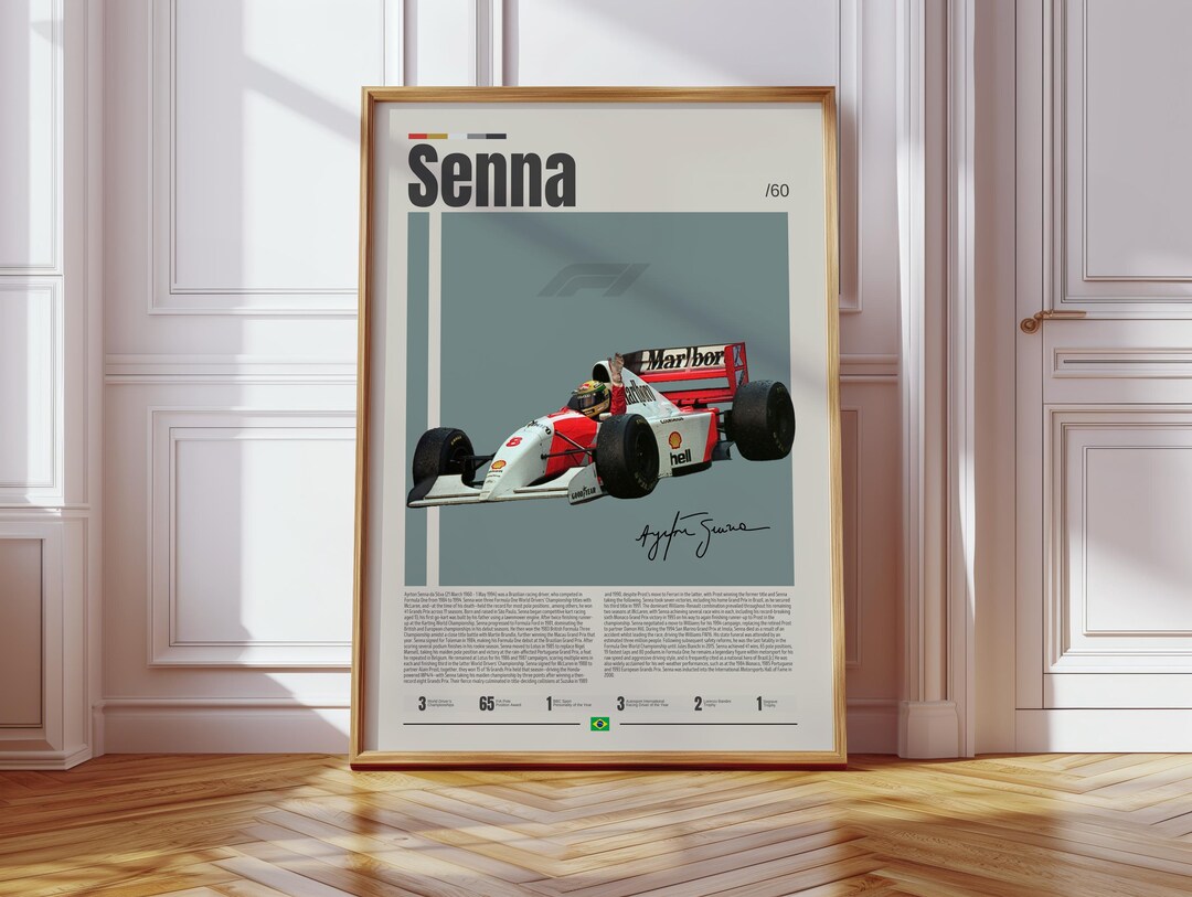 Ayrton Senna Poster, Formula One Poster, F1 Racing Poster, Motorsports ...