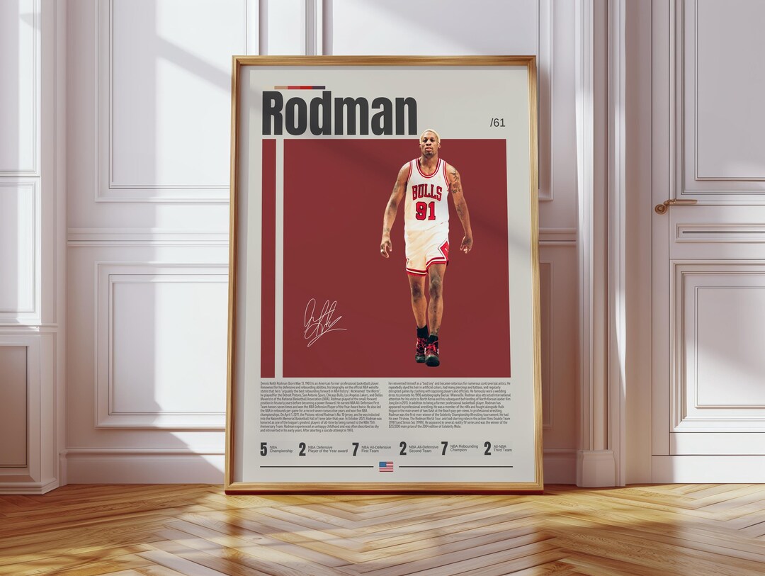 Dennis Rodman Poster, Chicago Bulls Poster, NBA Poster, Sports Poster ...