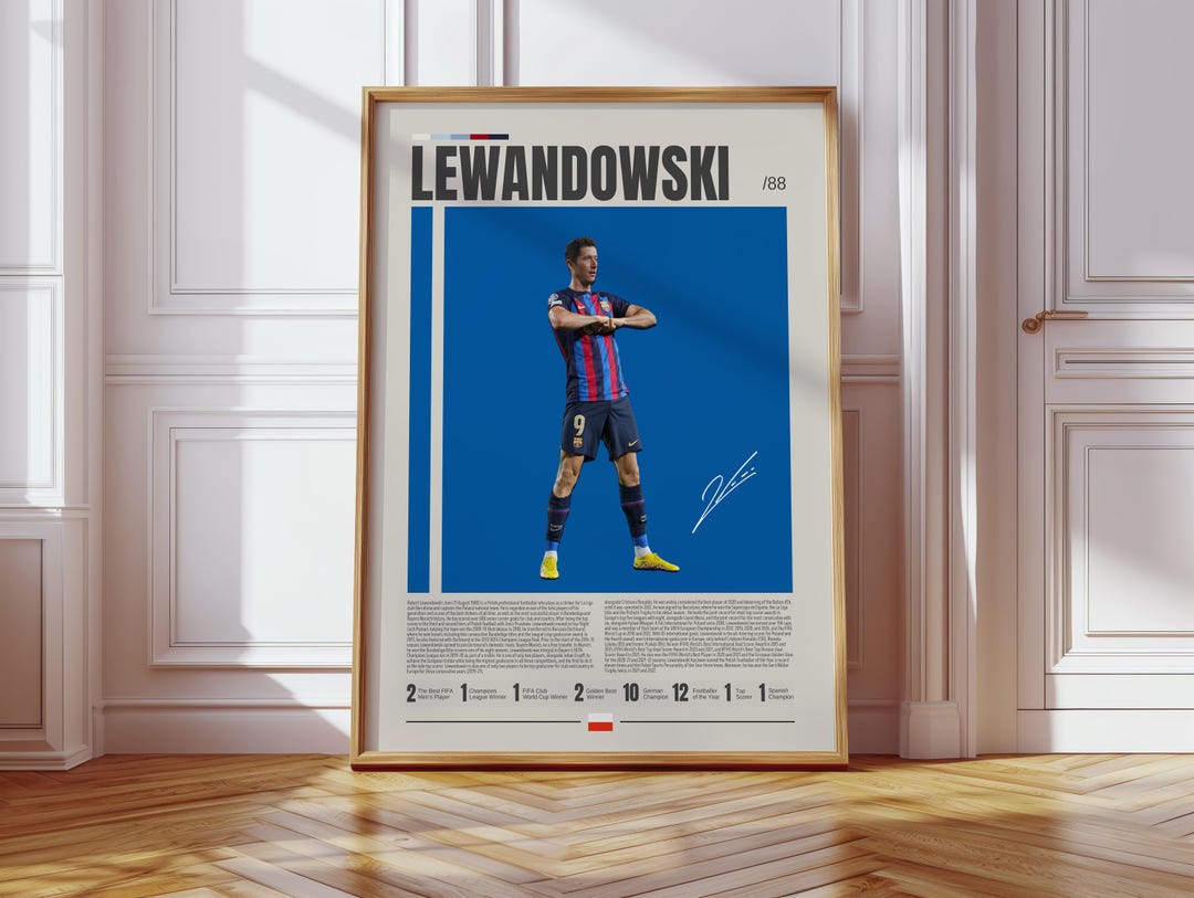 Robert Lewandowski Poster, Barcelona Poster, Soccer Gifts, Sports ...