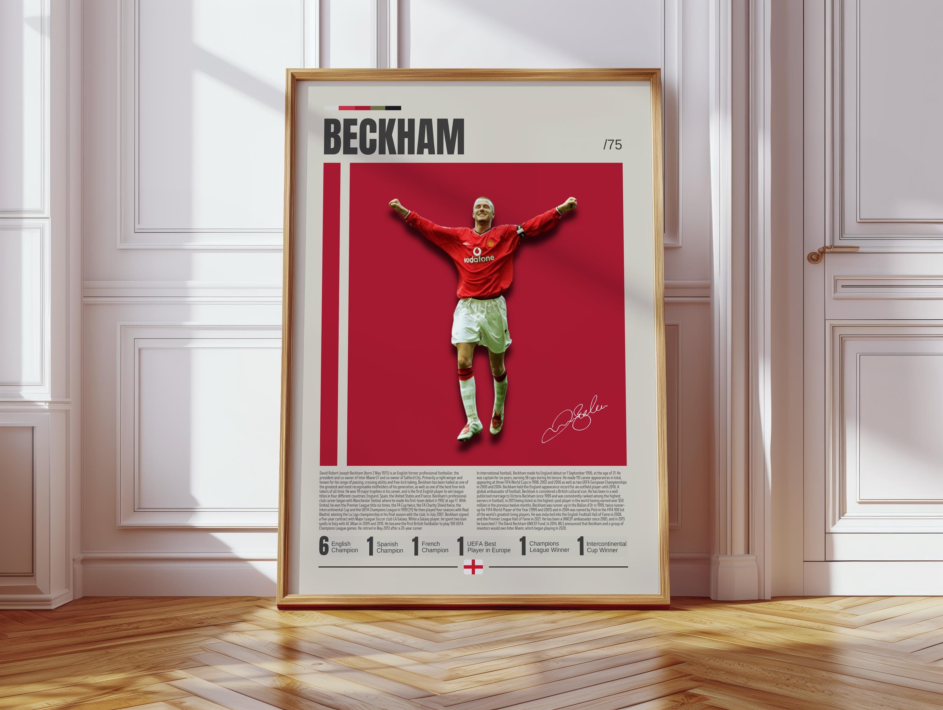 David Beckham Poster, England Footballer Print, Soccer Gifts, Sports ...