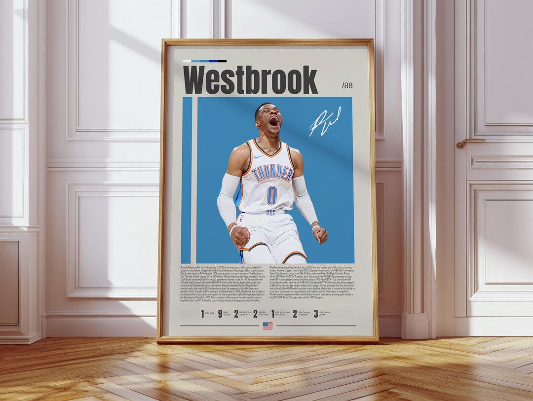 Russell Westbrook Poster, Oklahoma City Thunder OKC, NBA Poster, Sports ...