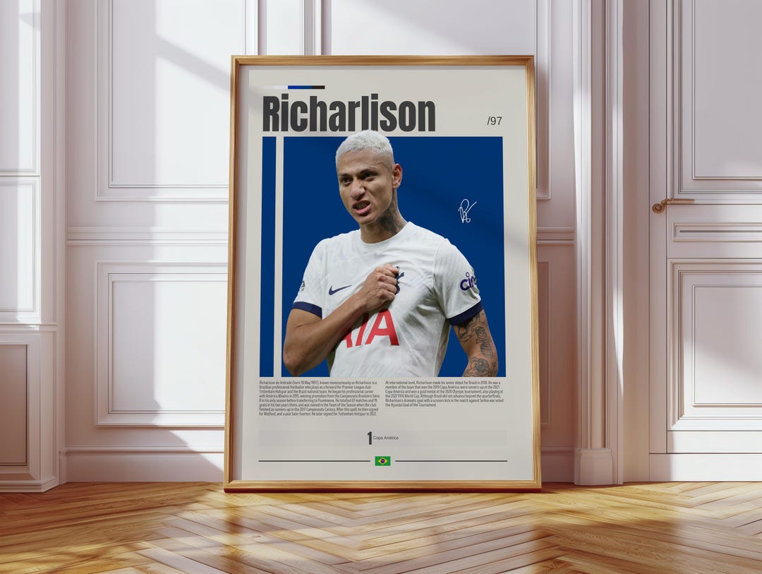 Richarlison Poster, Tottenham Hotspur Poster, Soccer Gifts, Sports ...