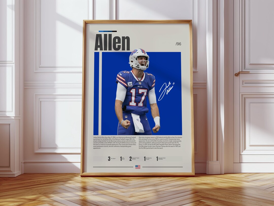 Josh Allen Poster, Buffalo Bills Poster, NFL Poster, Sports Poster, NFL ...