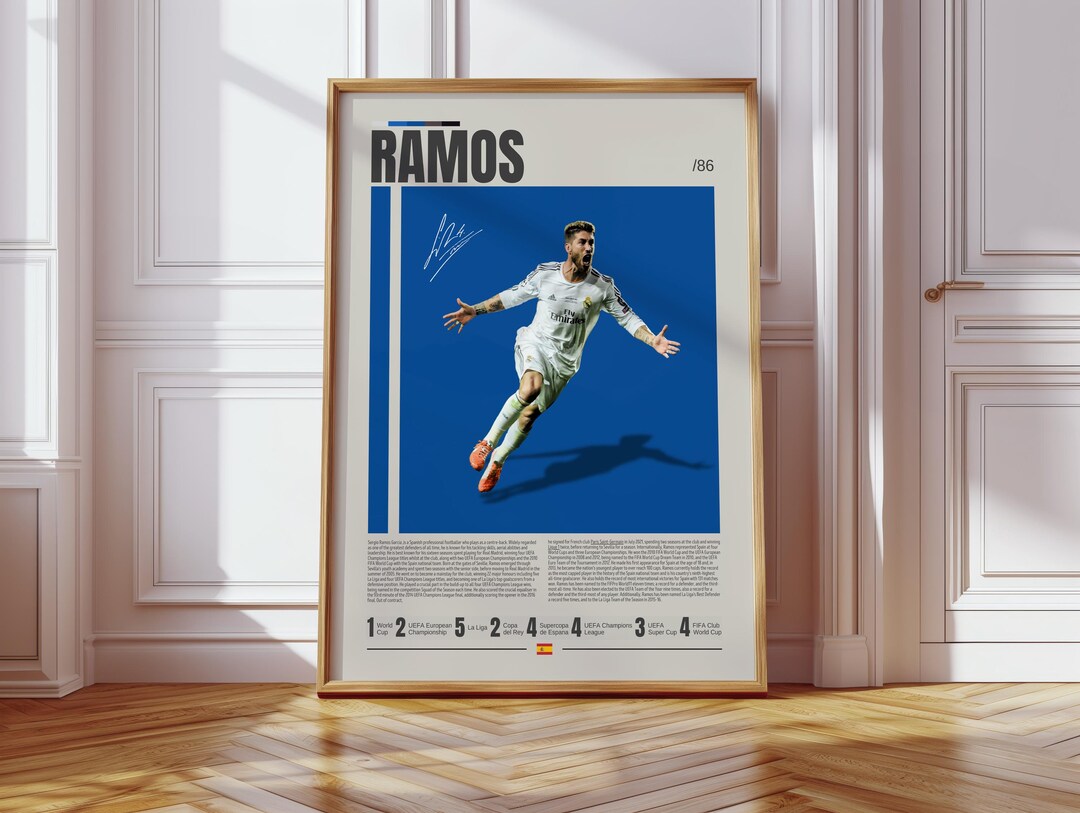 Sergio Ramos Poster, Real Madrid Poster, Soccer Gifts, Sports Poster ...