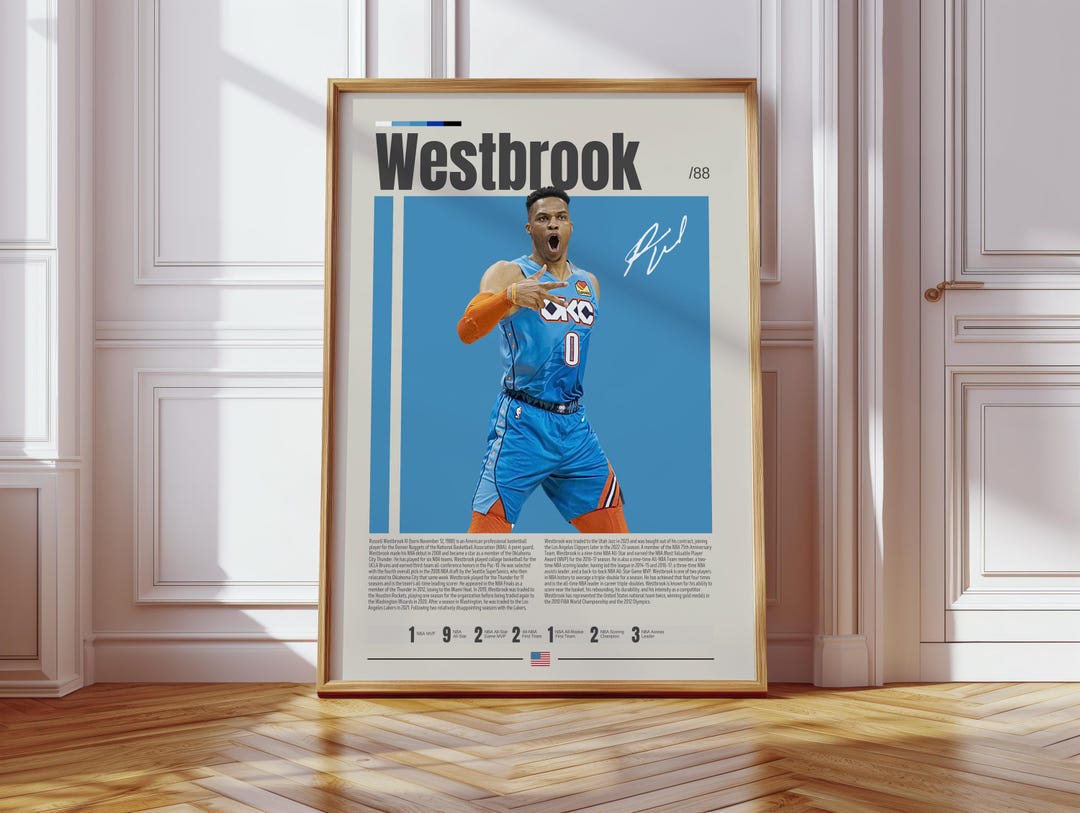 Russell Westbrook Poster, Oklahoma City Thunder OKC, NBA Poster, Sports ...