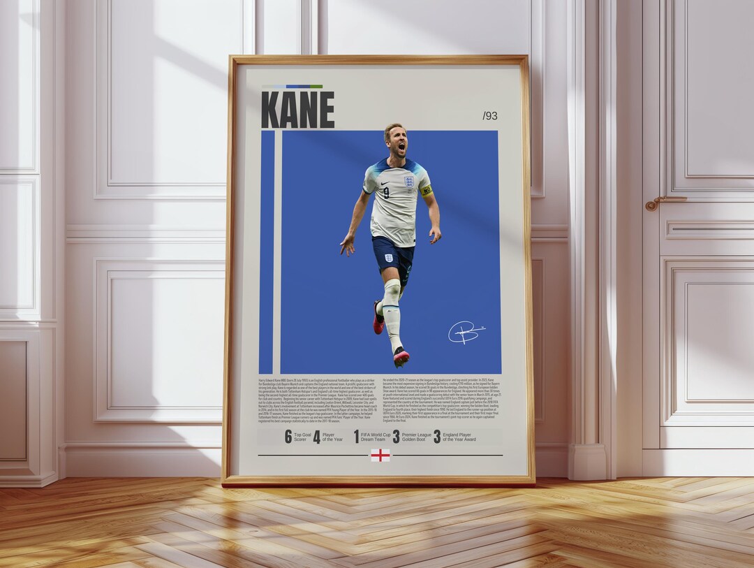 Harry Kane Poster, English Footballer, Soccer Gifts, Sports Poster ...
