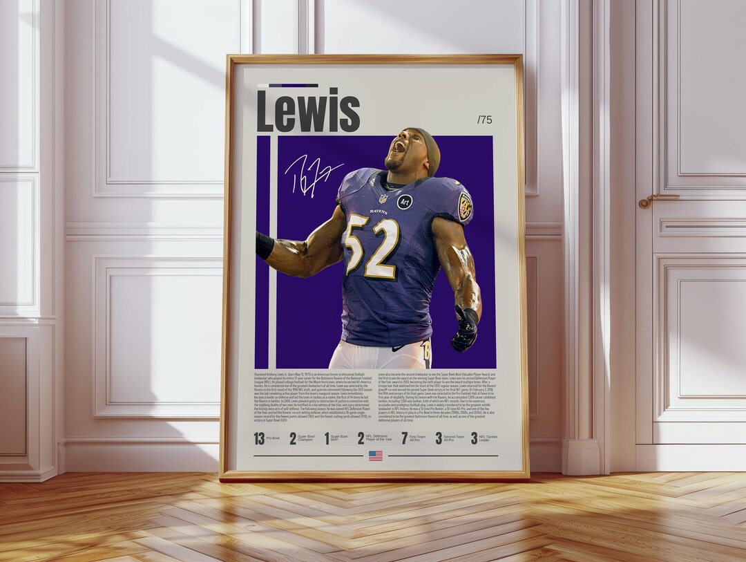 Ray Lewis Poster, Baltimore Ravens Print, NFL Poster, Sports Poster ...
