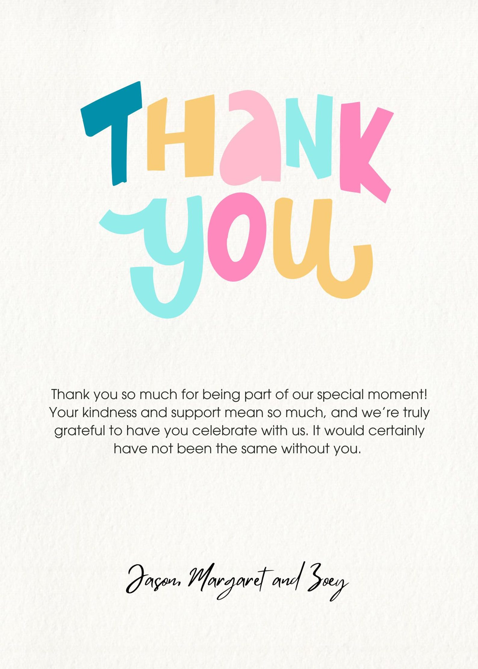 Thank You Template Card Printable Thank You Simple and Elegant Custom ...